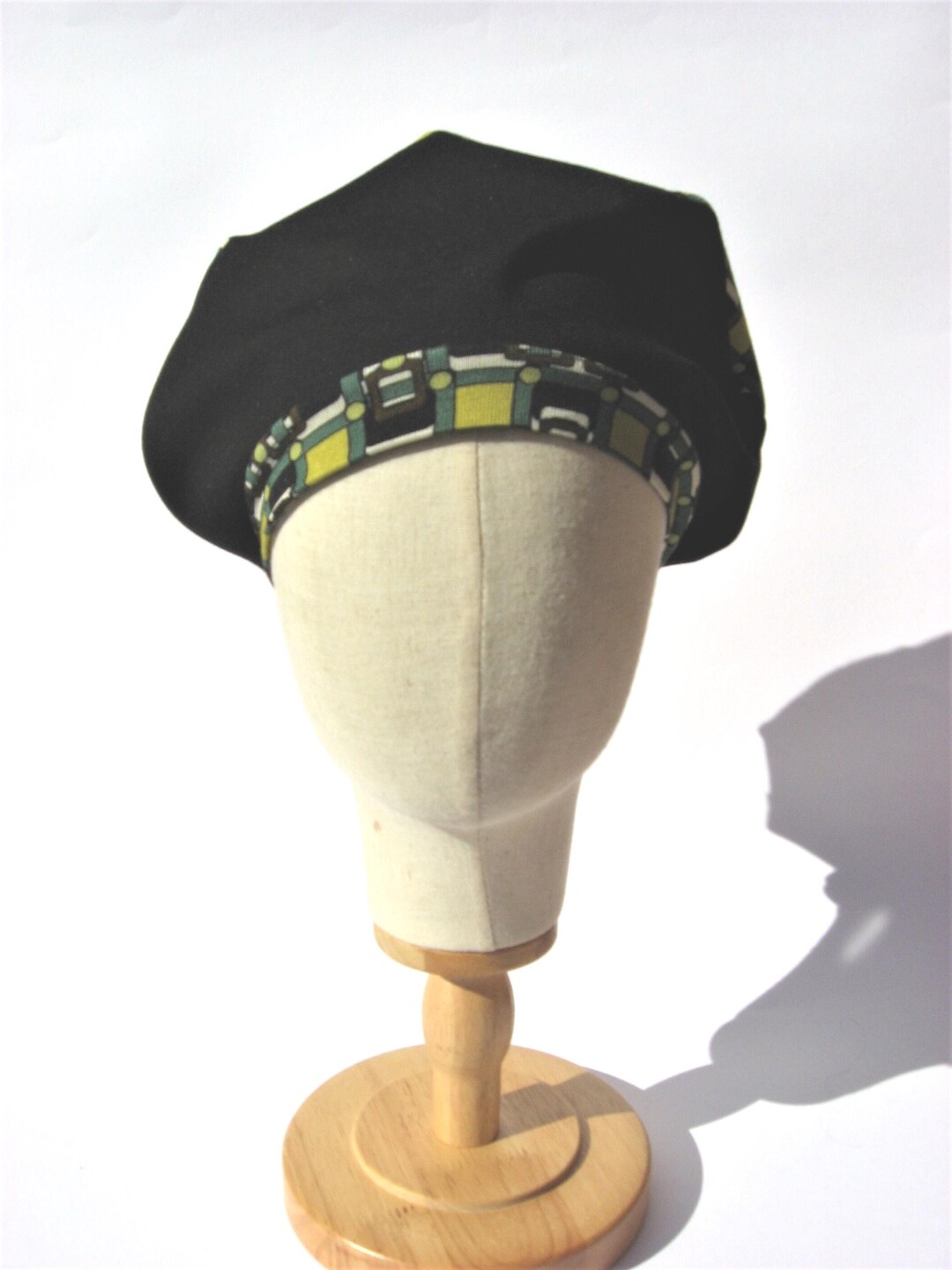 French Beret, Black Yellow Tam Beret, Basque Beret Minimal, French ...