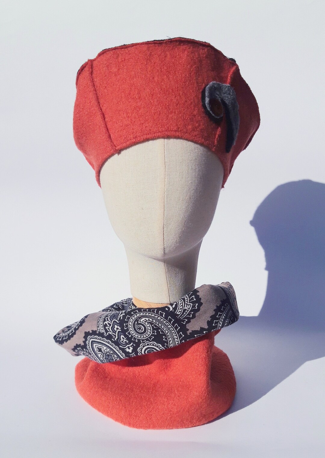 French Beret Cowl Set, Wool Winter Set, Warm and Slouchy Beret Tube ...