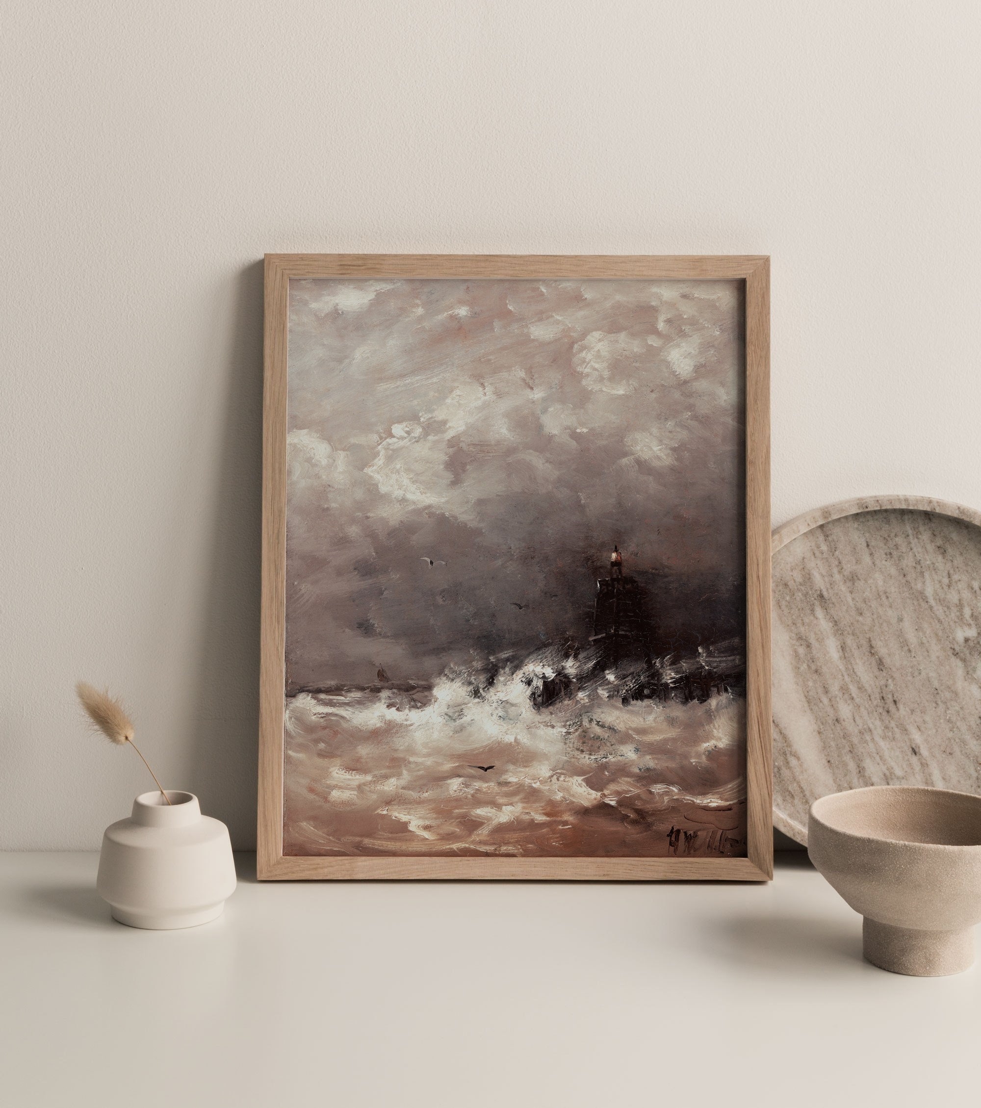 Dark Stormy Waves Vintage Coastal Wall Art Oil Painting - Etsy
