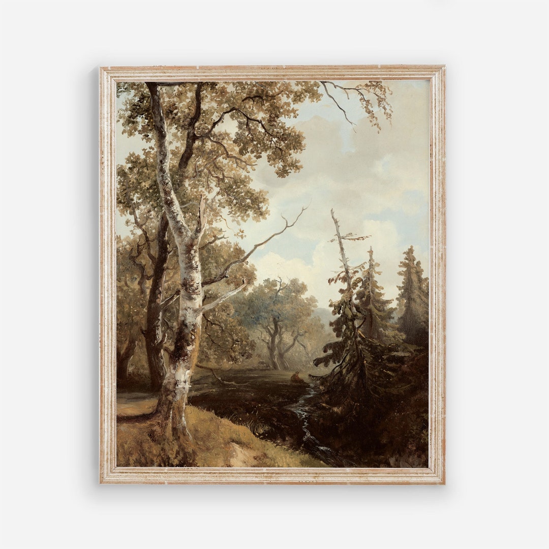 Vintage Forest Trees vintage Landscape Wall Art par Dutch Painter ...