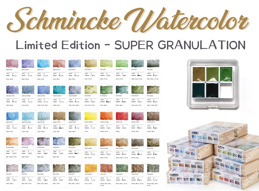 Schmincke Super Granulating Watercolor Paint Set With Plastic Box/haze ...