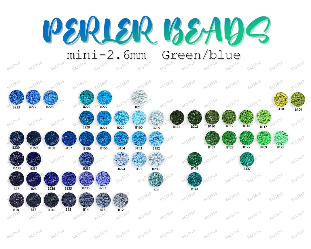 Series B - 2.6mm Mini Beads Refill Blue Green- (perler Beads/hama Beads ...