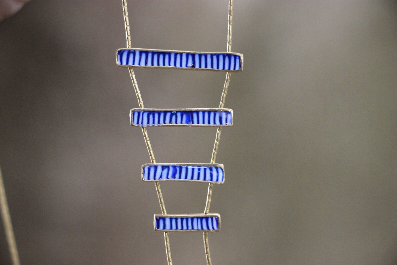Double Sided Gold Blue Orange Necklace, Pyramid Necklace, Gift for ...