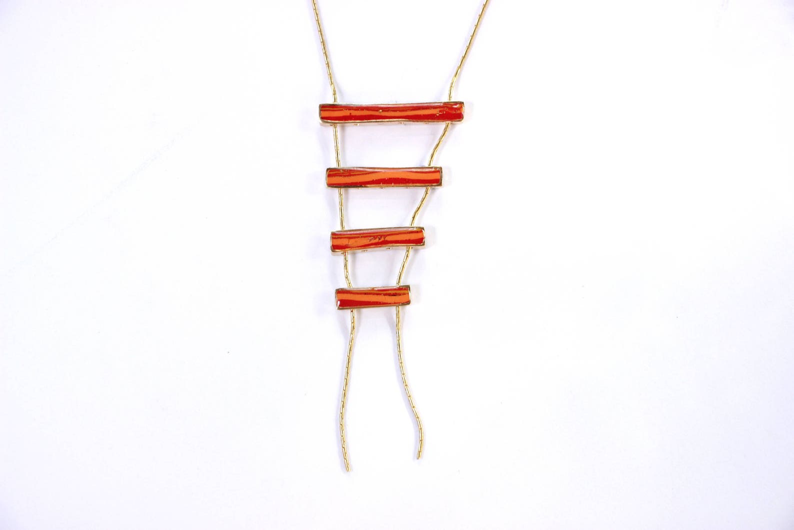 Double Sided Gold Blue Orange Necklace, Pyramid Necklace, Gift for ...