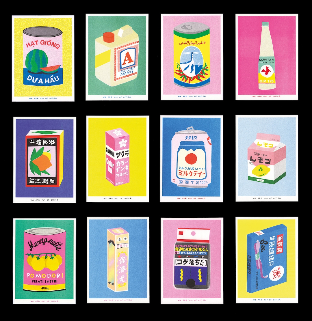 8 - 15 X Risograph Prints of Your Choice of Packaging From All Over the ...