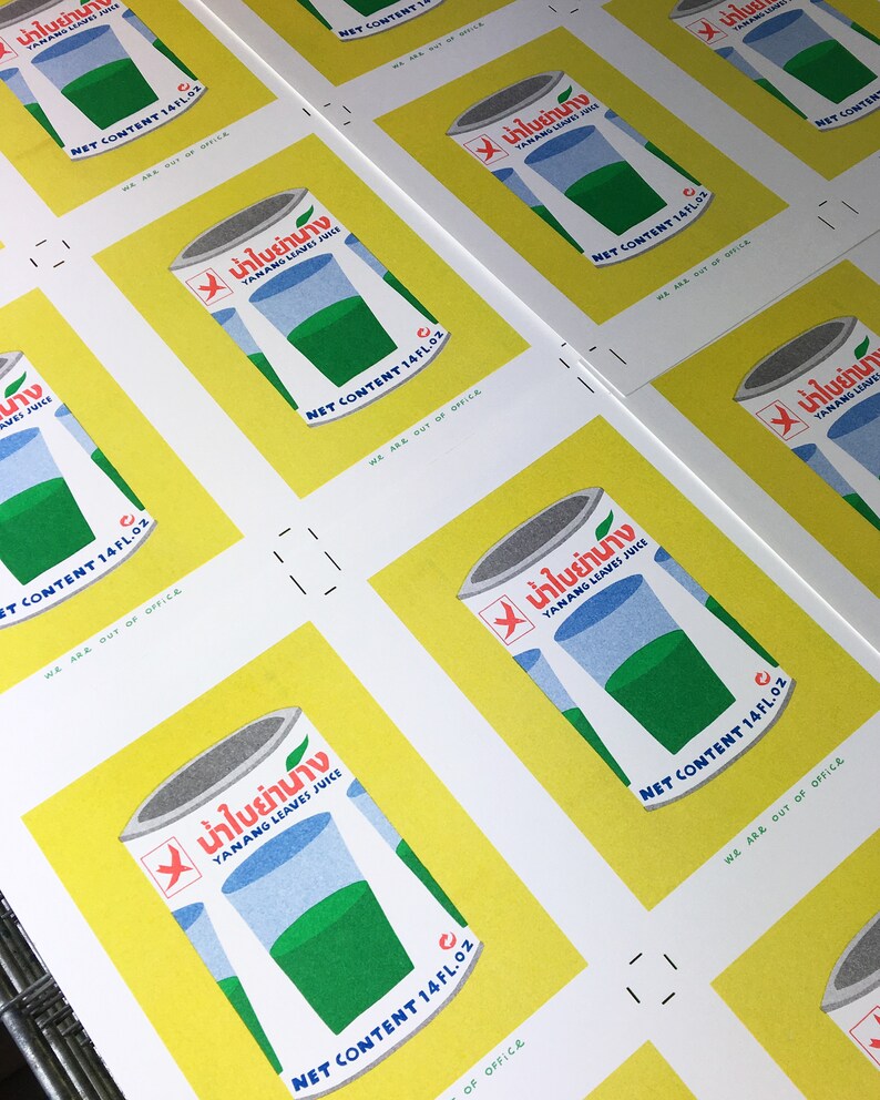 A Risograph Print of a Thai Can of Yanang Leaves Juice - Etsy