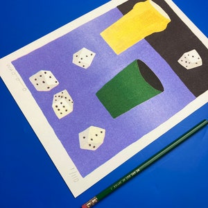 A Limited Edition Risograph Print of a Gouache Painting of a Game of ...
