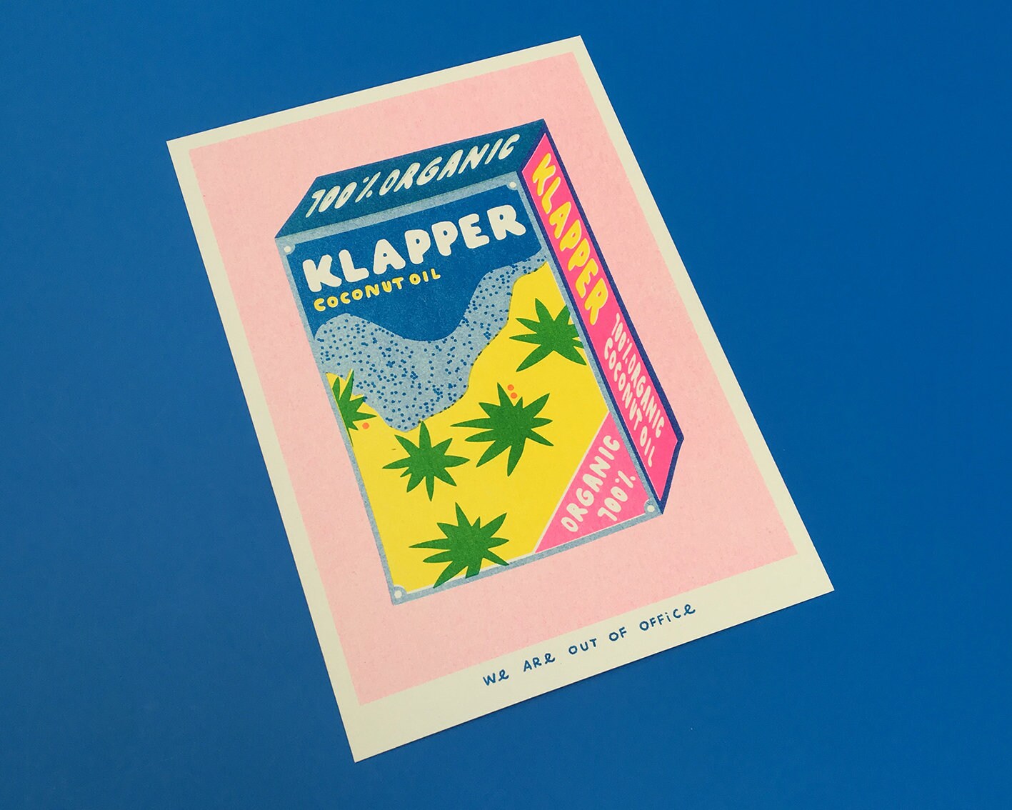 A risograph print of Klapper organic coconut oil | Etsy