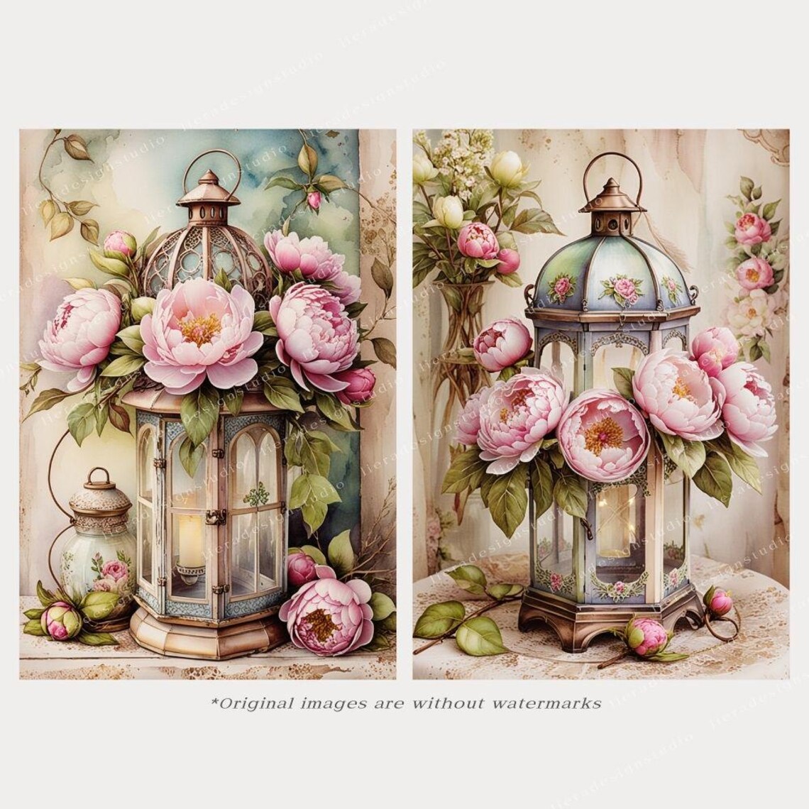 Shabby Chic Vintage Lantern Junk Journal Pages Bundle, Vintage Lantern ...