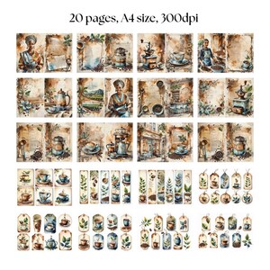 Coffee Junk Journal Kit, Coffee Digital Paper, Coffee Theme, Coffee ...