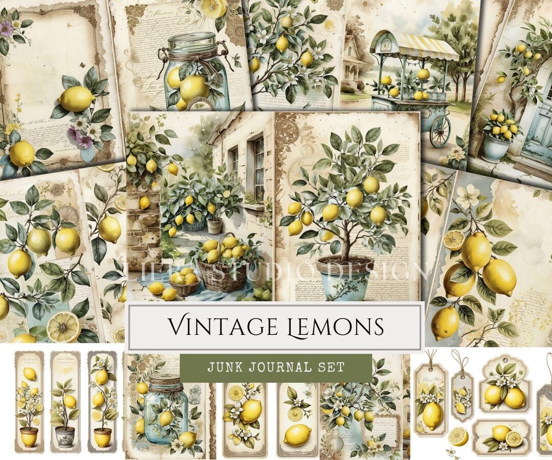 Vintage Lemons Junk Journal Kit, Lemons Digital Paper, Vintage Junk ...