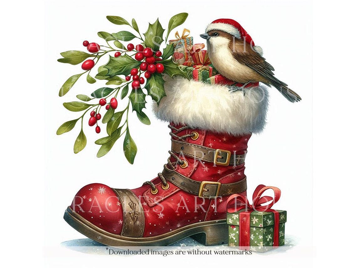 Santa Boot Bundle 10 Designs, Vintage Santa Boot Printable, Santa Boot ...