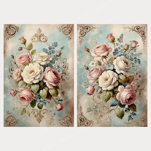Vintage Baroque Florals Roses Pages Bundle, Vintage Baroque Roses Cards ...