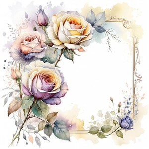 10 Yellow Roses Frame Clipart, Yellow Roses Watercolor, Yellow Roses ...