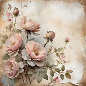 10 Shabby Chic Wild Roses Clipart, Shabby Chic Roses Paper, Shabby Chic ...