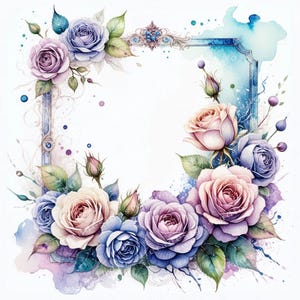 Shabby Chic Roses Frame Clipart Bundle, Shabby Chic Roses Junk Journals ...