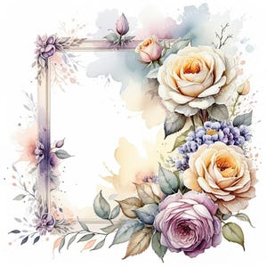 10 Yellow Roses Frame Clipart, Yellow Roses Watercolor, Yellow Roses ...