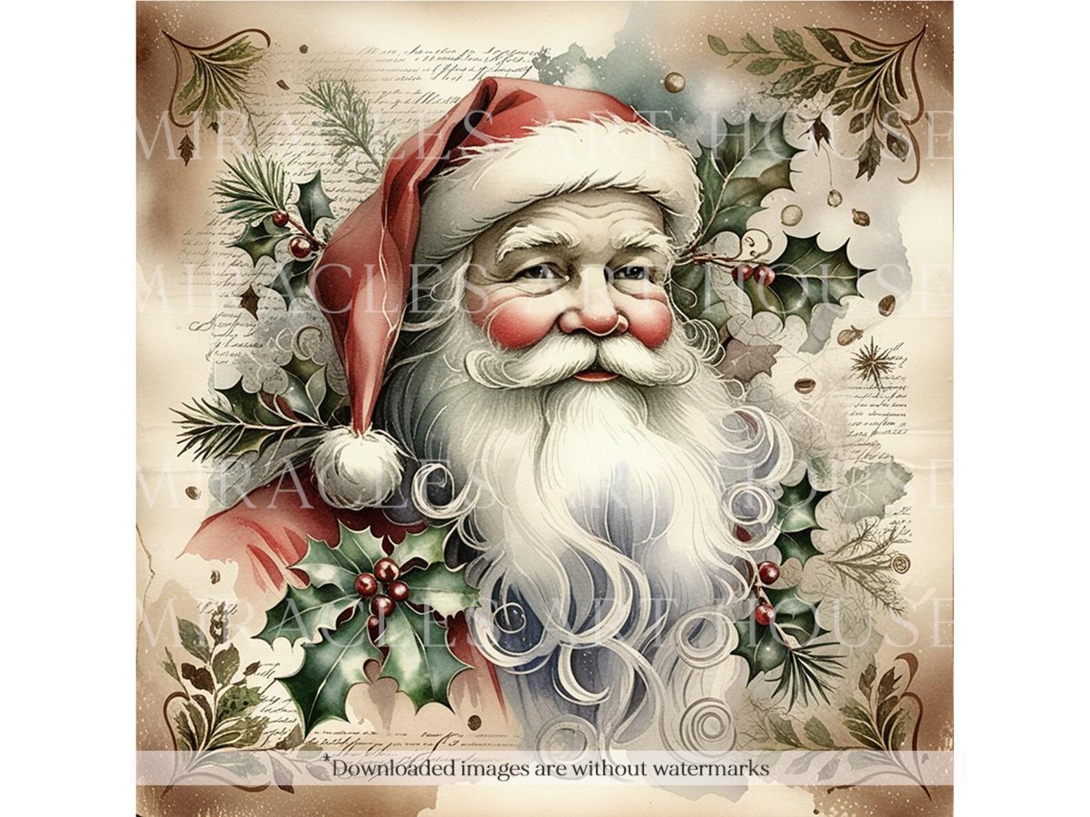Vintage Santa Bundle 10 Designs, Vintage Christmas Santa Collage ...