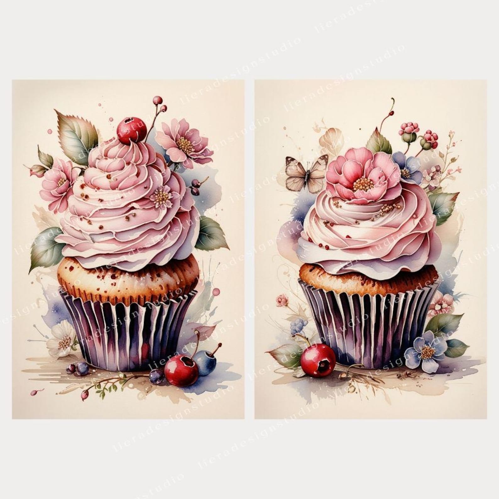 Shabby Chic Cupcake Junk Journal Pages Bundle, Vintage Cupcake Cards ...