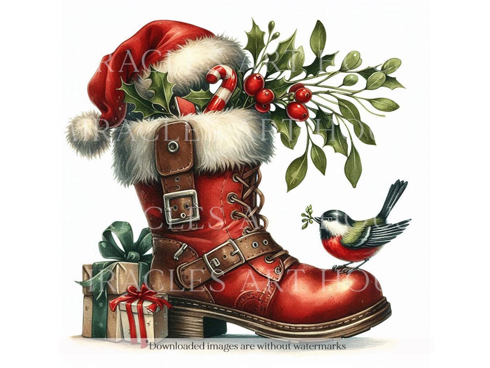 Santa Boot Bundle 10 Designs, Vintage Santa Boot Printable, Santa Boot ...