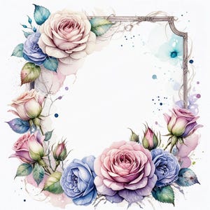 Shabby Chic Roses Frame Clipart Bundle, Shabby Chic Roses Junk Journals ...