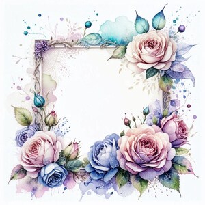 Shabby Chic Roses Frame Clipart Bundle, Shabby Chic Roses Junk Journals ...