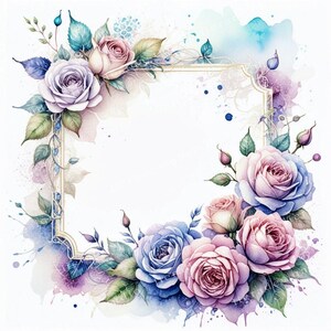 Shabby Chic Roses Frame Clipart Bundle, Shabby Chic Roses Junk Journals ...