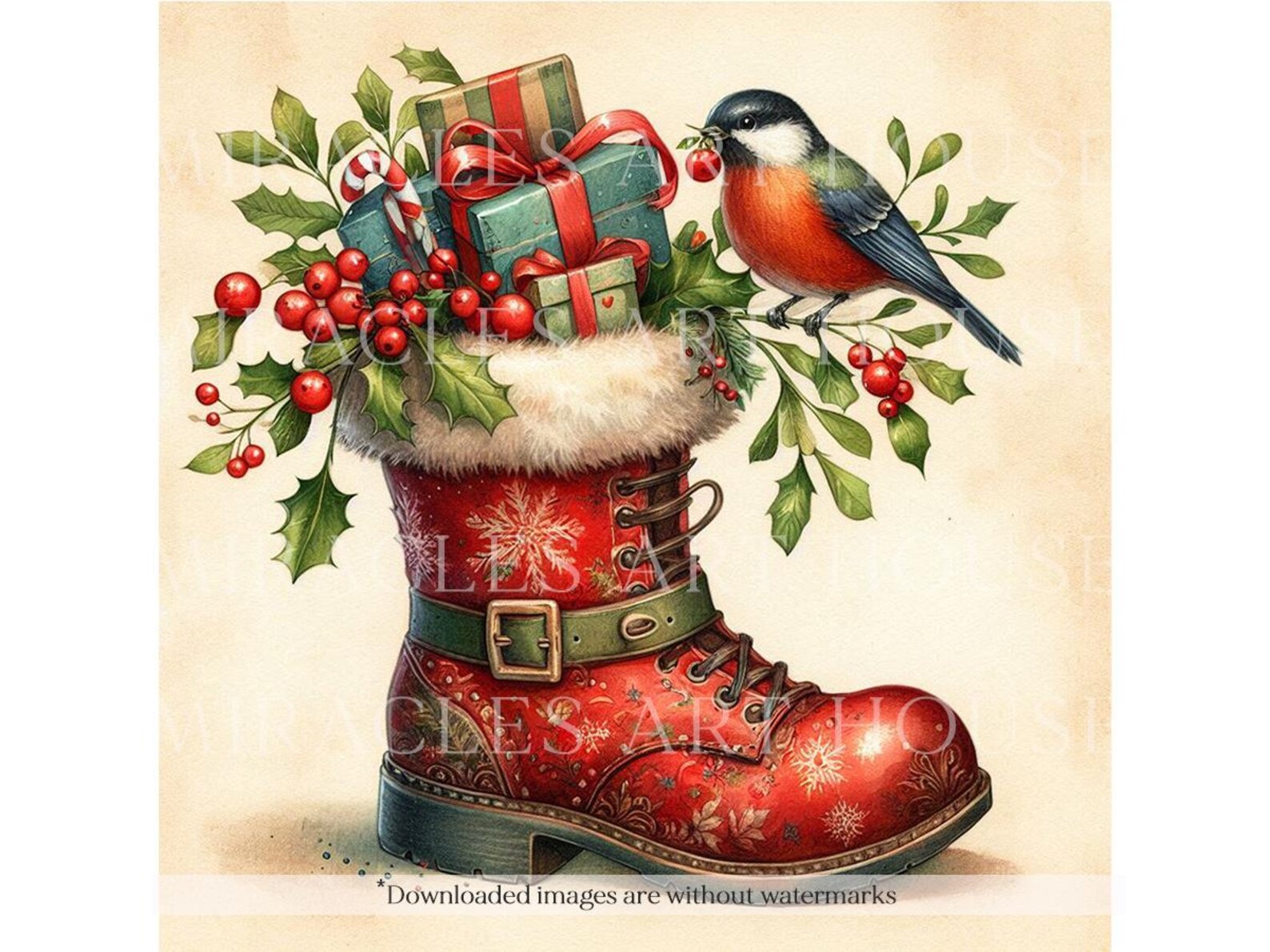 Santa Boot Bundle 10 Designs, Vintage Santa Boot Printable, Santa Boot ...