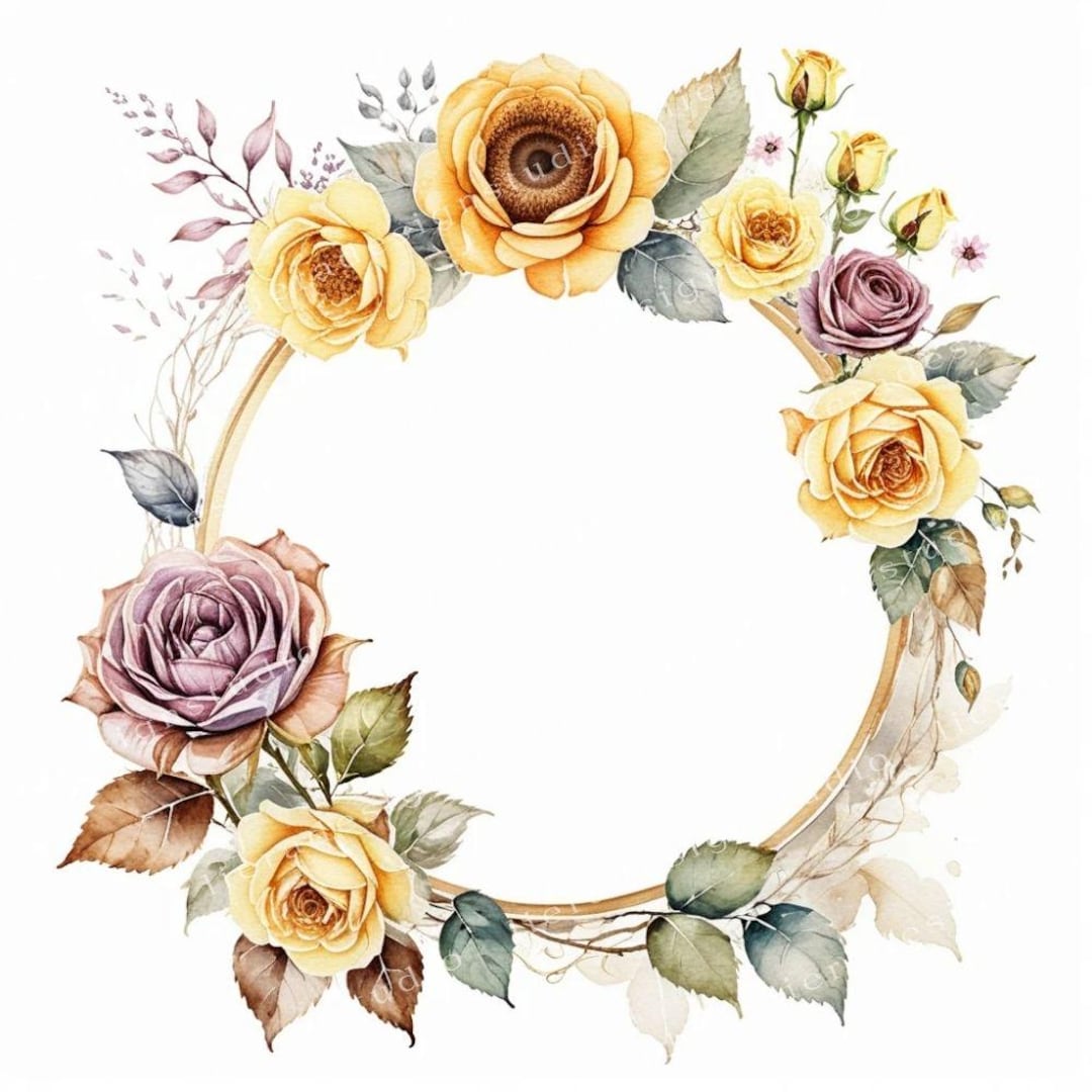 Yellow Roses Frame Clipart Bundle, Yellow Roses Junk Journals, Shabby ...