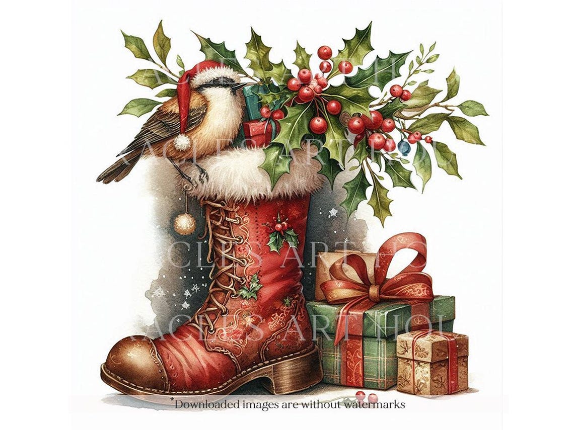 Santa Boot Bundle 10 Designs, Vintage Santa Boot Printable, Santa Boot ...