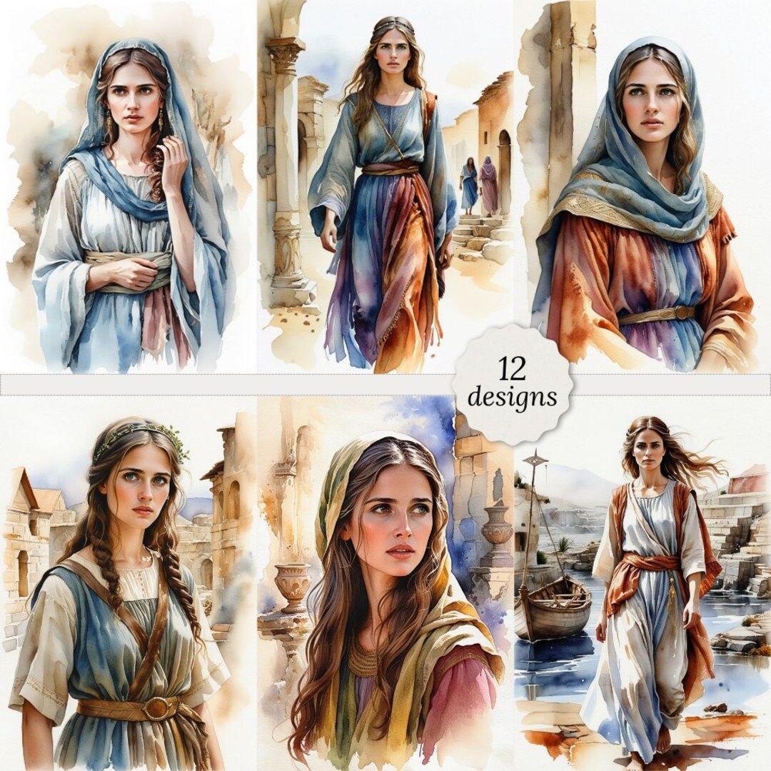 Woman in Biblical Times Journal Pages Bundle, Biblical Woman Clipart ...