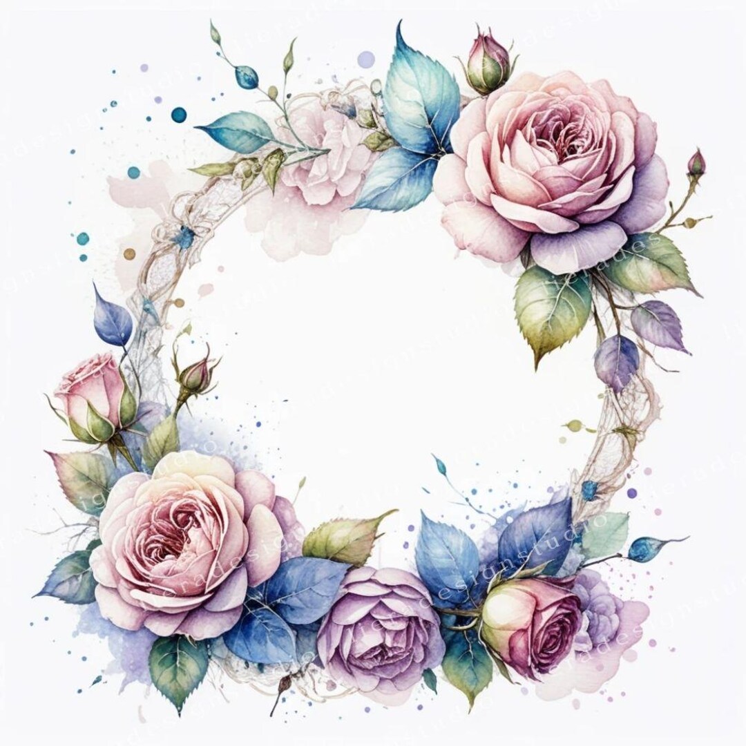 Shabby Chic Roses Frame Clipart Bundle, Shabby Chic Roses Junk Journals ...