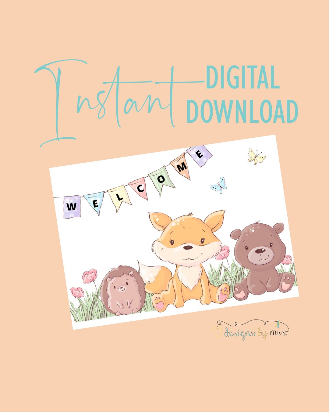 Forest Friends "welcome" Banner Card for Baby - Welcome Baby - New Baby ...