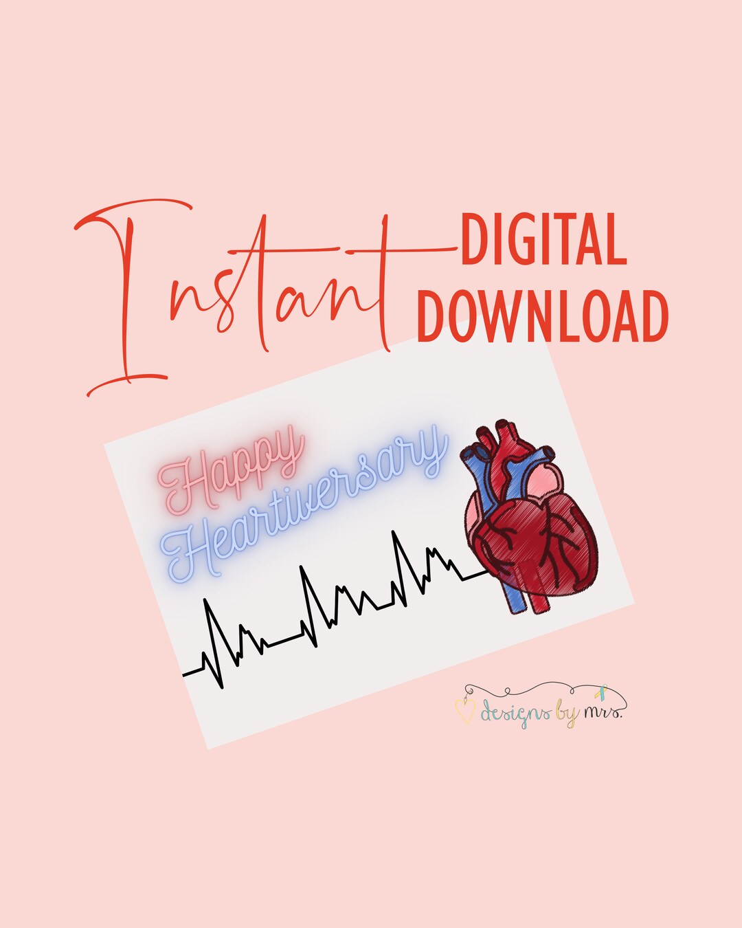 Happy Heartiversary - Anatomical Heart - Printable Card - CHD Warrior ...