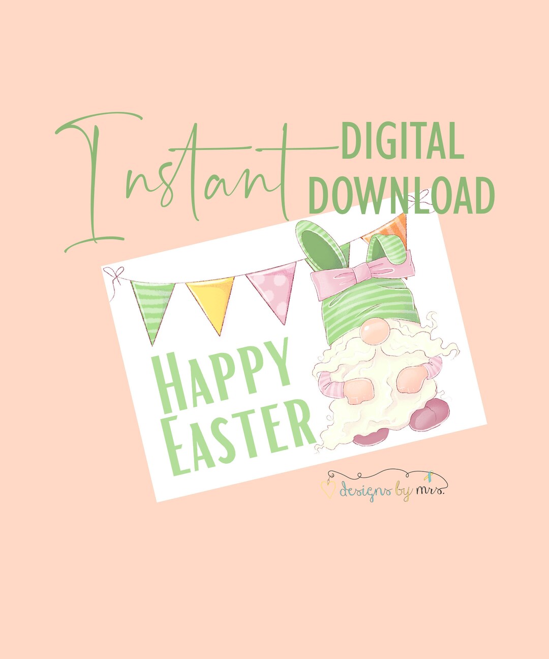 Buy Gnome Happy Easter Greeting Card Instant Download Easter Printable ...