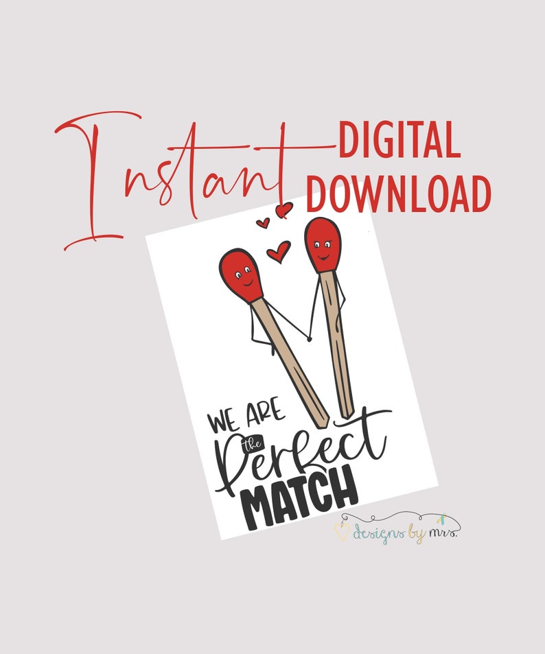 We Are the Perfect Match - Greeting Card - Printable Card - Instant ...
