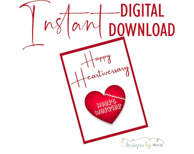 Happy Heartiversary Heart Warrior - Printable Card - CHD Warrior ...