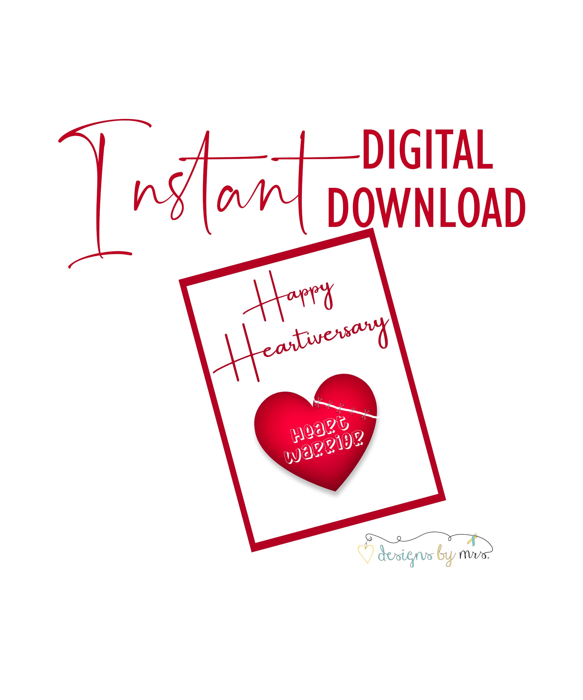 Happy Heartiversary Heart Warrior - Printable Card - CHD Warrior ...