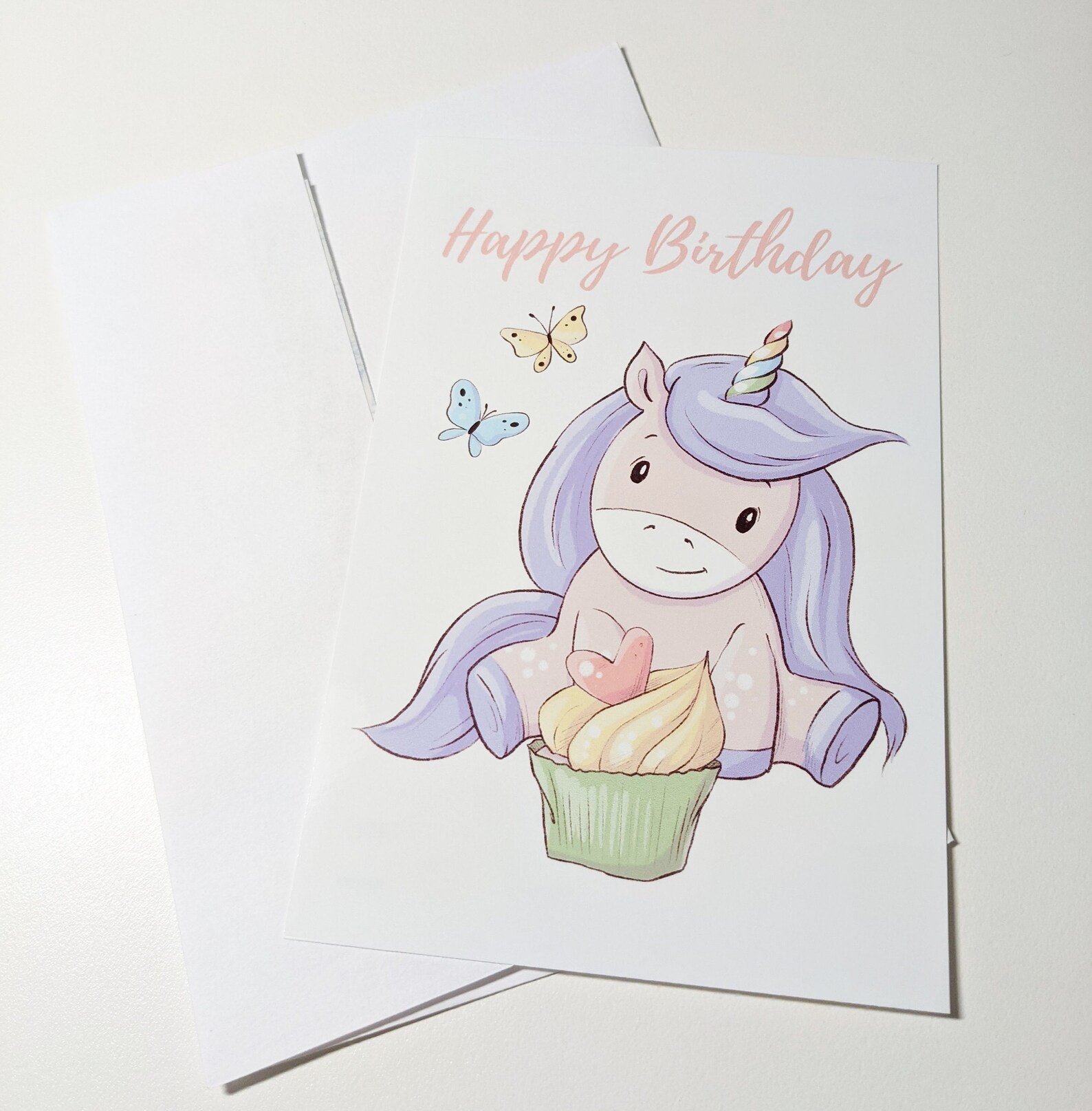 Unicorn With Cupcake Birthday Card - Printable Unicorn Birthday Card ...