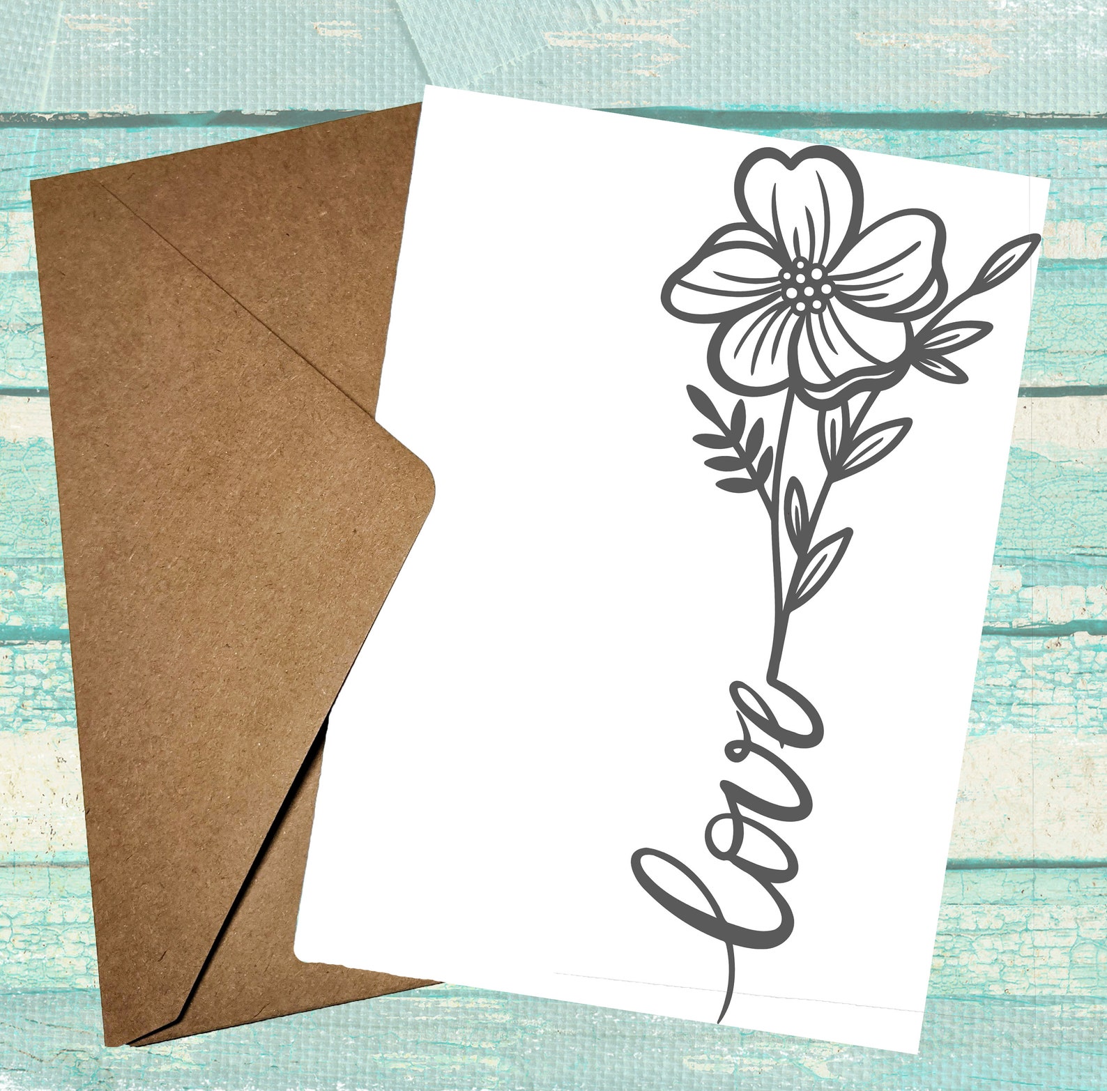 Flower "love" - Greeting Card - Printable Card - Instant Download ...