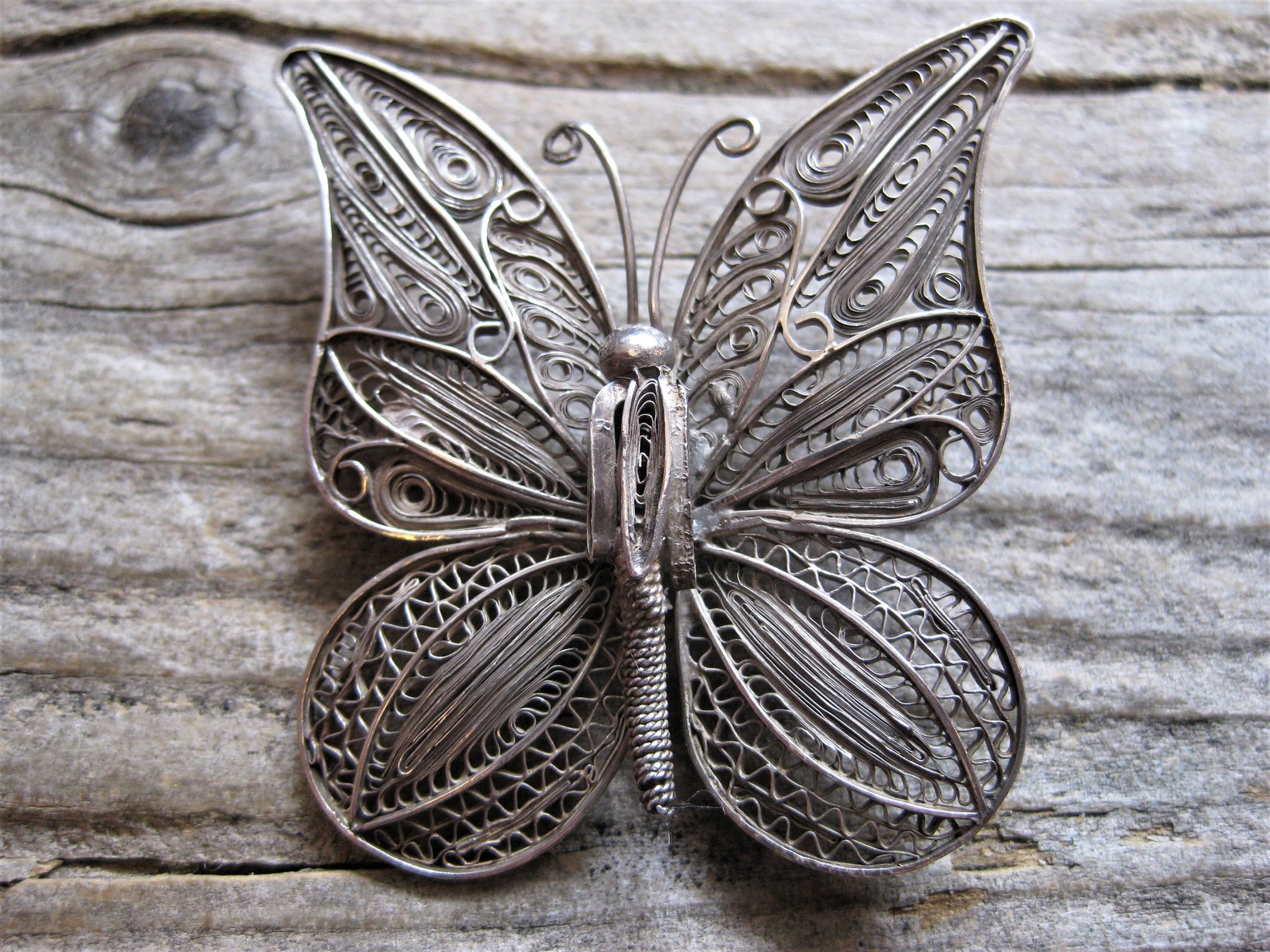 Ca. 1930-40 FILIGREE BUTTERFLY BROOCH Pin Sterling Silver. | Etsy