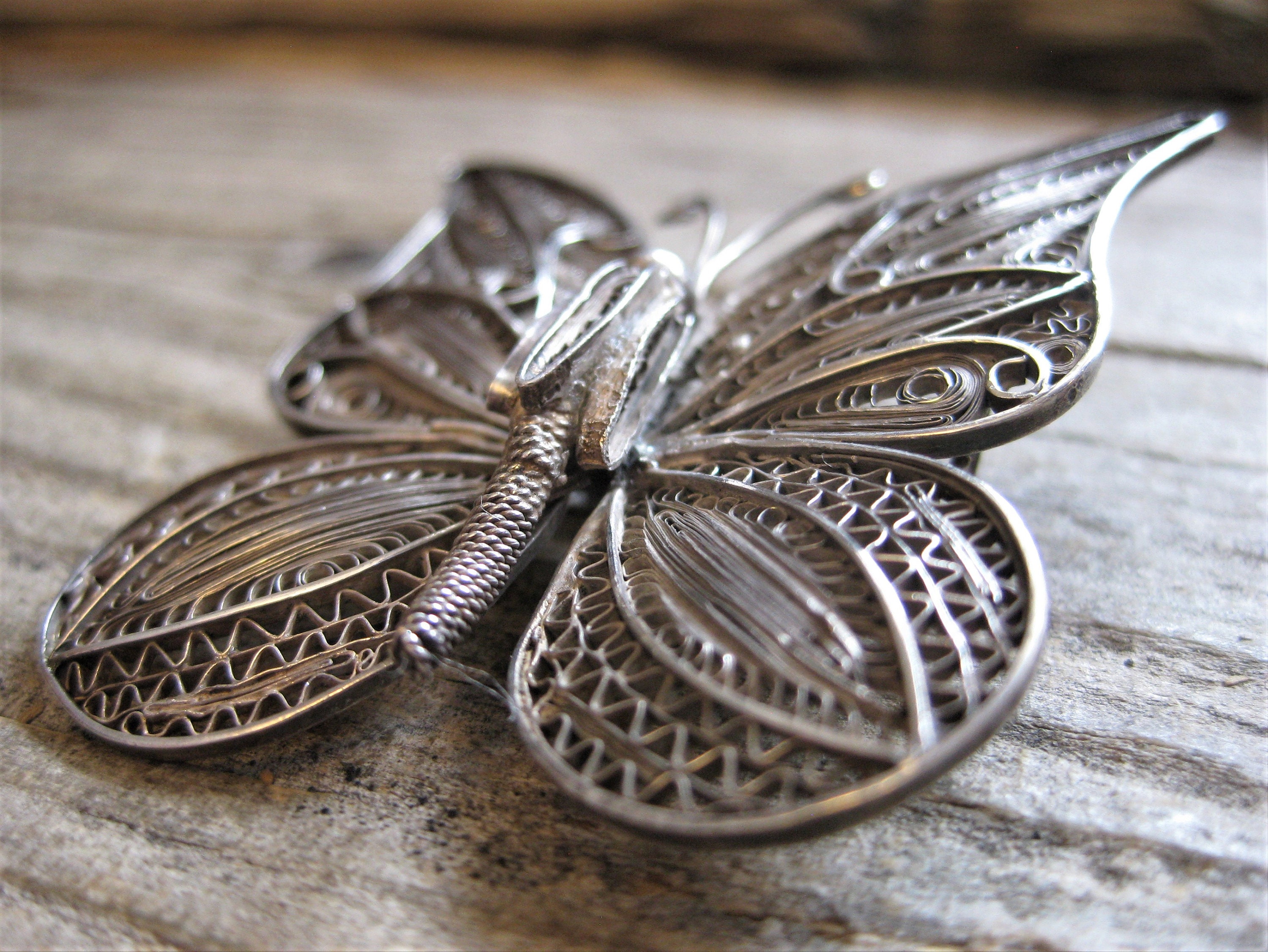 Ca. 1930-40 FILIGREE BUTTERFLY BROOCH pin sterling silver. | Etsy