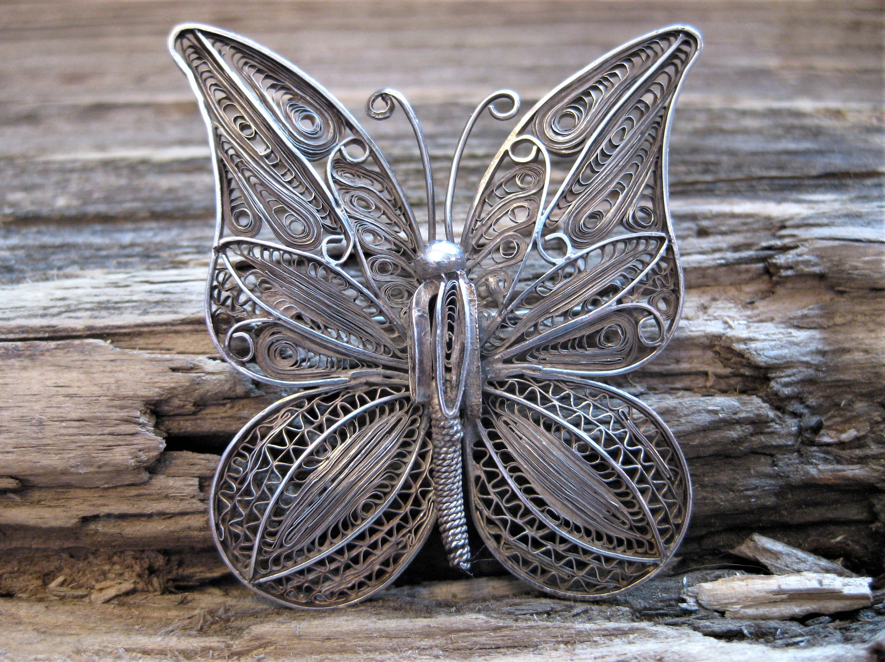 Ca. 1930-40 FILIGREE BUTTERFLY BROOCH pin sterling silver. | Etsy