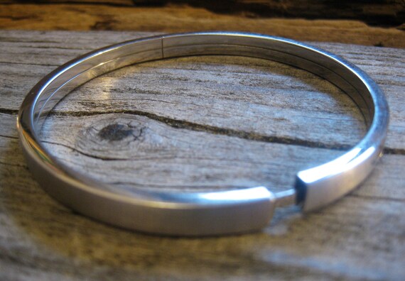 sterling BANGLE BRACELET, sliding HINGE opens from 7 … - Gem