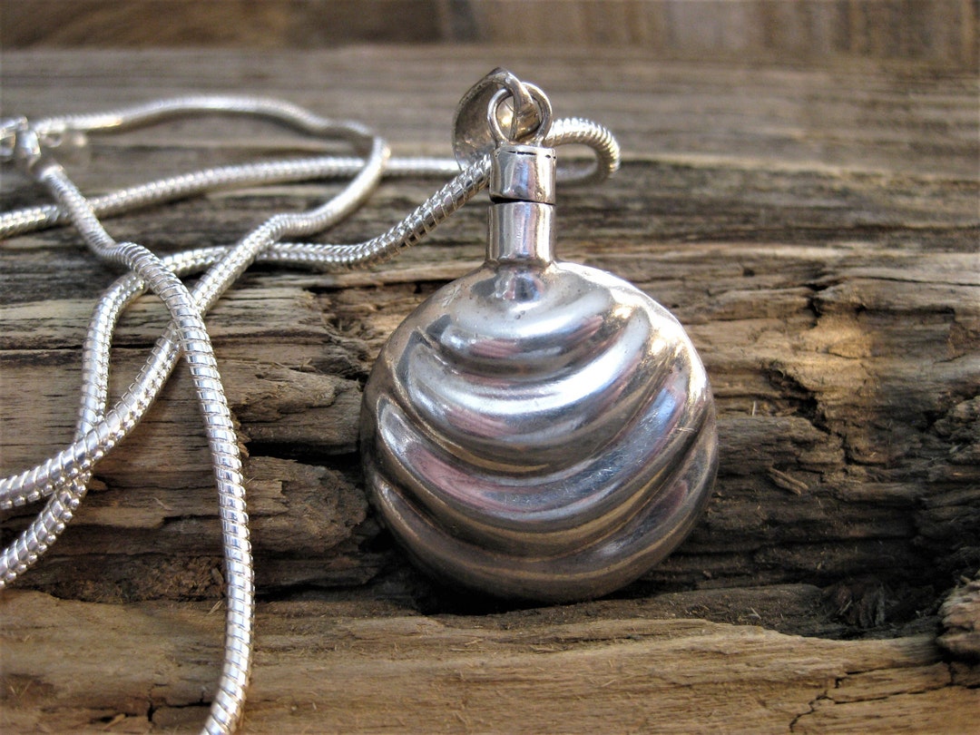 Sterling HIDDEN Secret PERFUME Stash PENDANT Snuff Necklace. Artisan ...