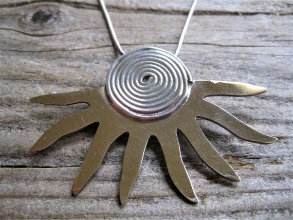 Sterling Cosmic SPIRAL SUN SYMBOL Enhancer Pendant Necklace - Etsy