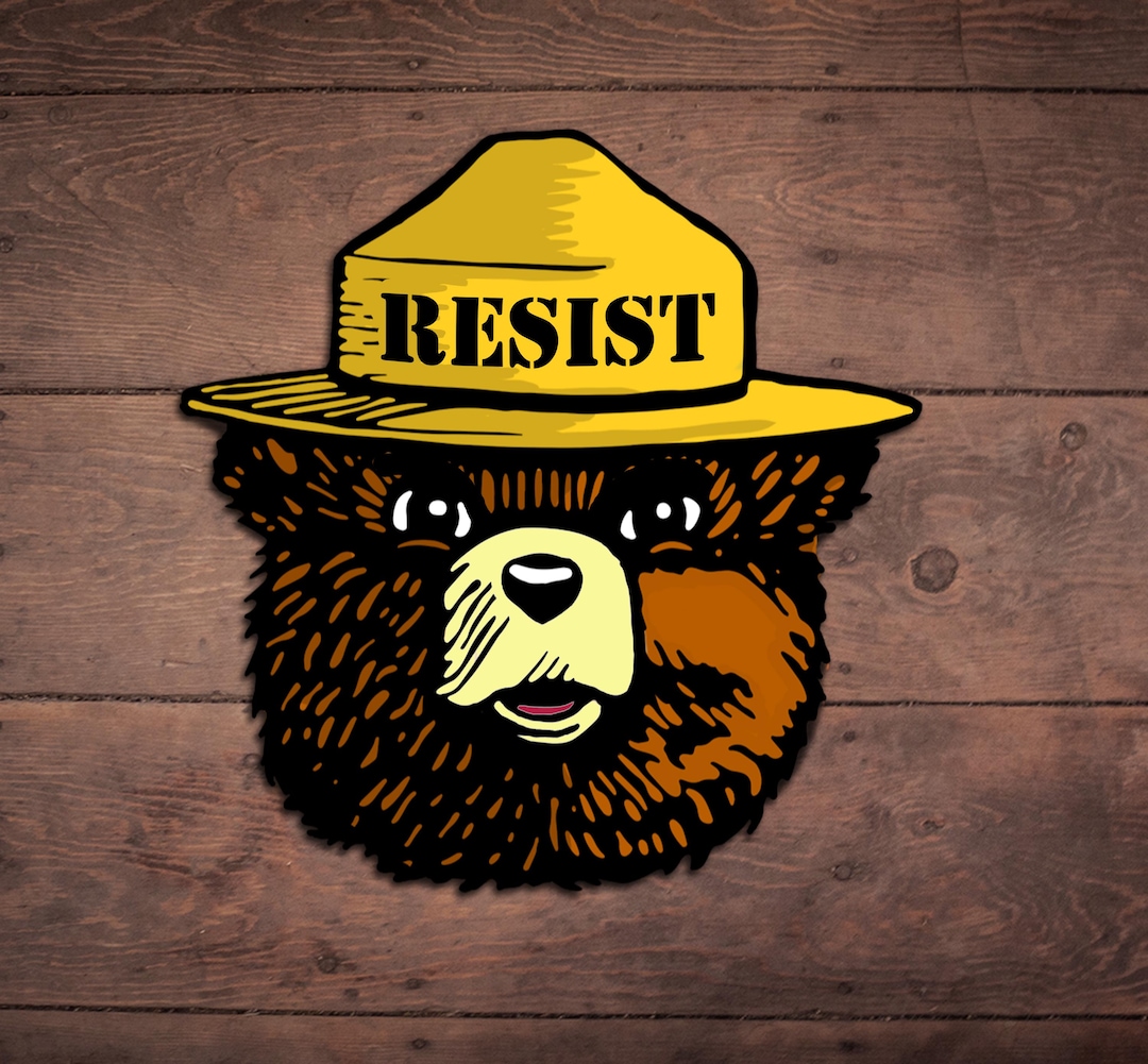 Smokey the Bear Resist Die Cut Sticker, Funny, Liberal, Feminism, Anti ...