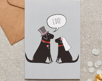 Wedding Card, Bride and Groom Card, Dog Wedding Card, Dog, Dog Card, Mr ...
