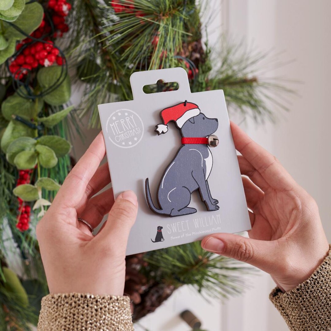 Staffie Christmas Tree Decoration - Personalisation Available - Etsy