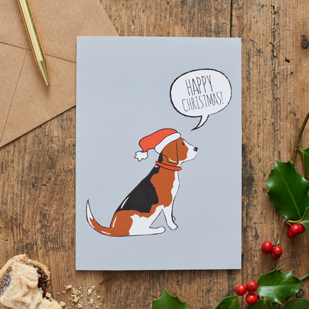 Beagle Christmas Card - Etsy